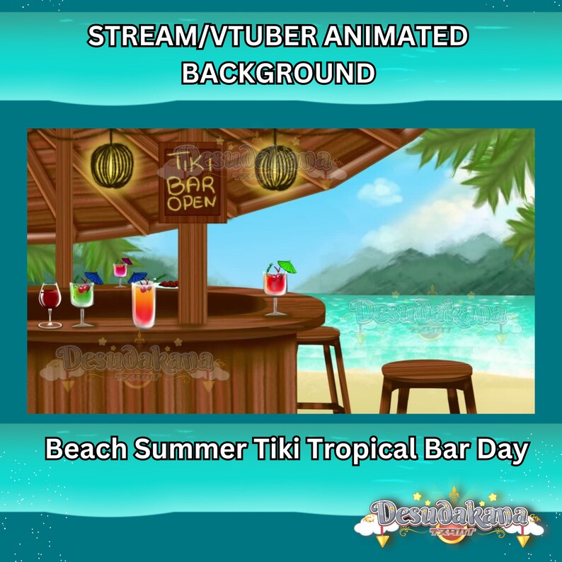 Vtuber Tiki Bar Beach Background + Bar Bundle | 4 Background, 2 ...