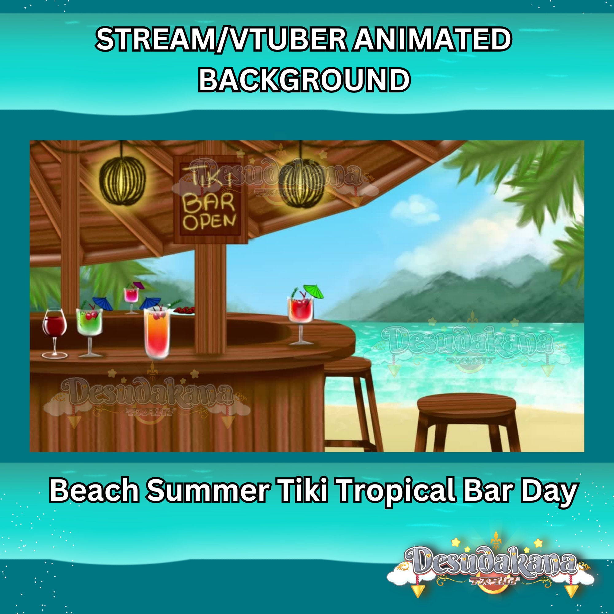 Vtuber Tiki Bar Beach Background + Bar Bundle | 4 Background, 2 ...
