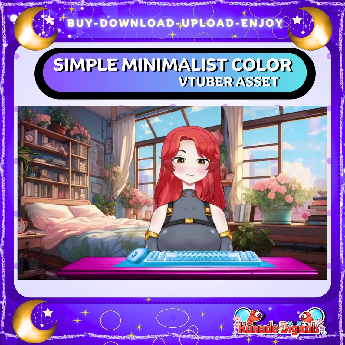 Vtuber Asset Keyboard Simple Minimalist Color Blue Keyboard, Mouse, Pad ...