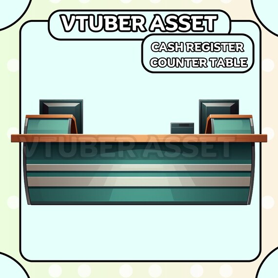 Cash Register Counter Table Desk Vtuber Asset Cashier Restaurant Manager Stream Decoration Table Desk Live2D Props Youtube Twitch