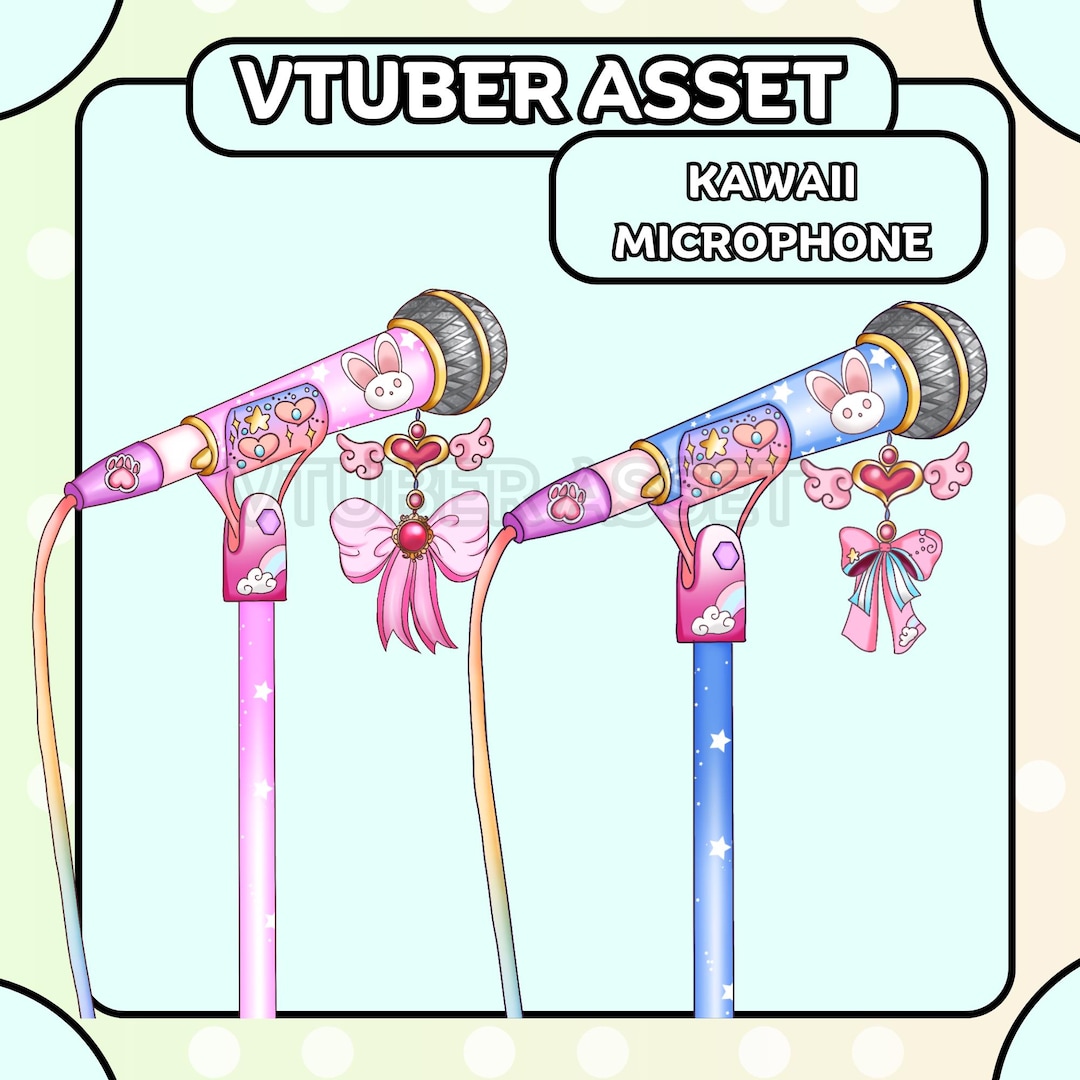 Vtuber Pink Microphone Asset Kawaii Lolita Magica 3 Styles of Standing ...