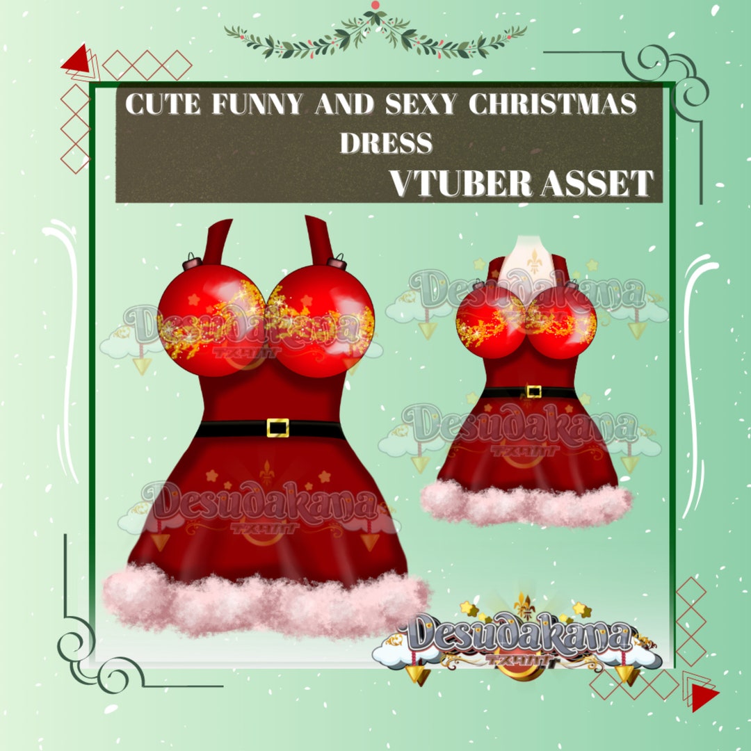 Vtuber Cute Funny And Sexy Christmas Jingle Bell Dress Asset Etsy