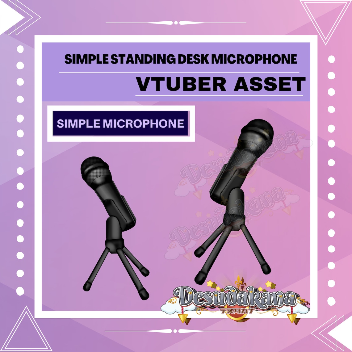 Vtuber Microphone Asset Simple Black Standing Table Microphone live2d ...