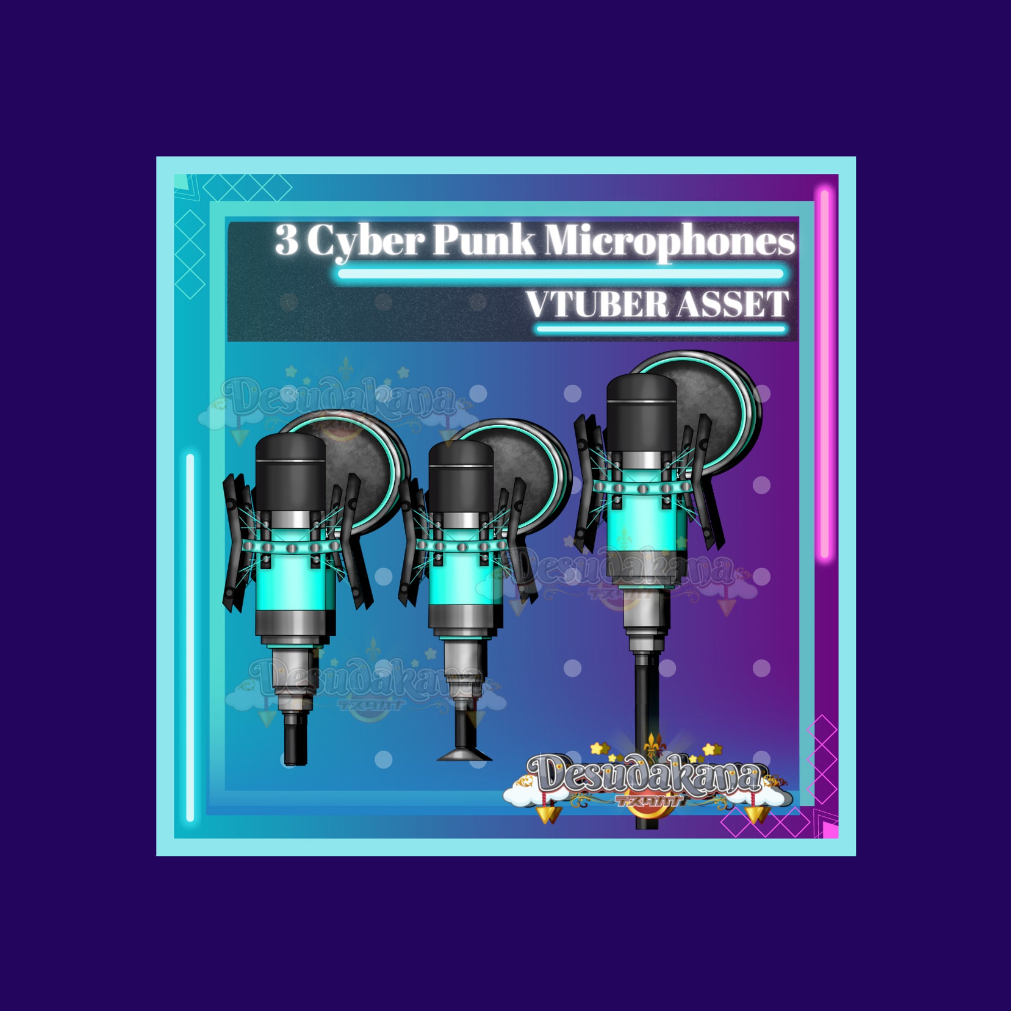 3 Vtuber Cyberpunk Microphones Asset Cyber Punk Microphone live2d ...