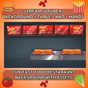 Vtuber Fast Food Restaurant Background + Hat | 1 Background, 1 Counter ...