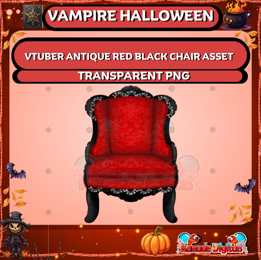 Vampire Halloween Vtuber Antique Chair Asset Red Black Elegant ...