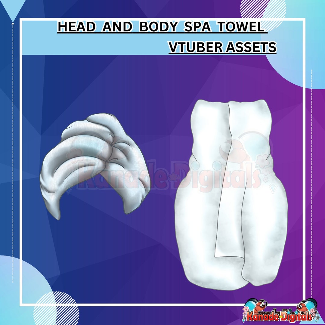 Vtuber Head and Full Towel Wrap Spa Outfit Asset | Grey and White Towel ...