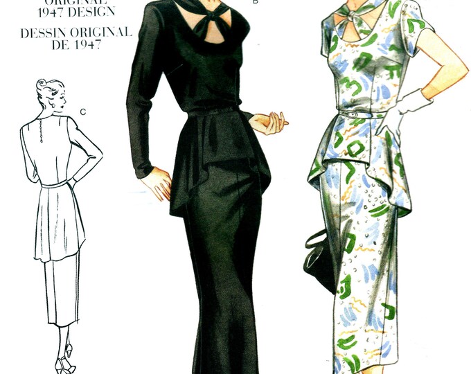 Vogue 2495 Vintage Look Dress With Peplum, Design From 1947 - Sizes 6 ...