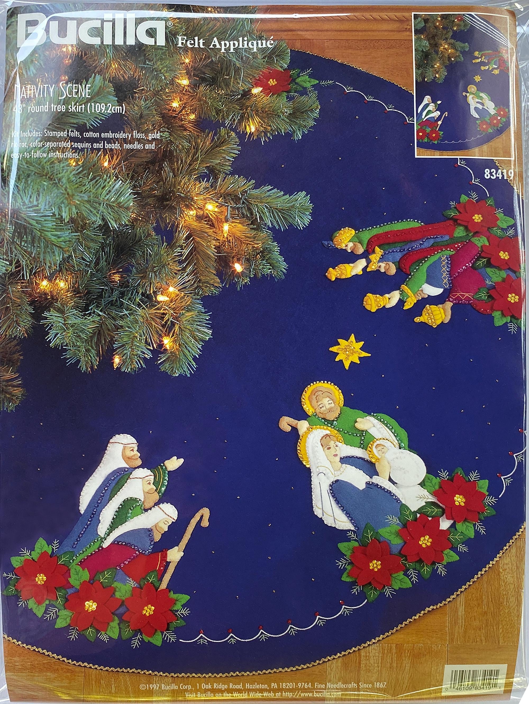 Bucilla nativity Scene Felt Applique Tree Skirt Kit 83419 43 Diameter ...