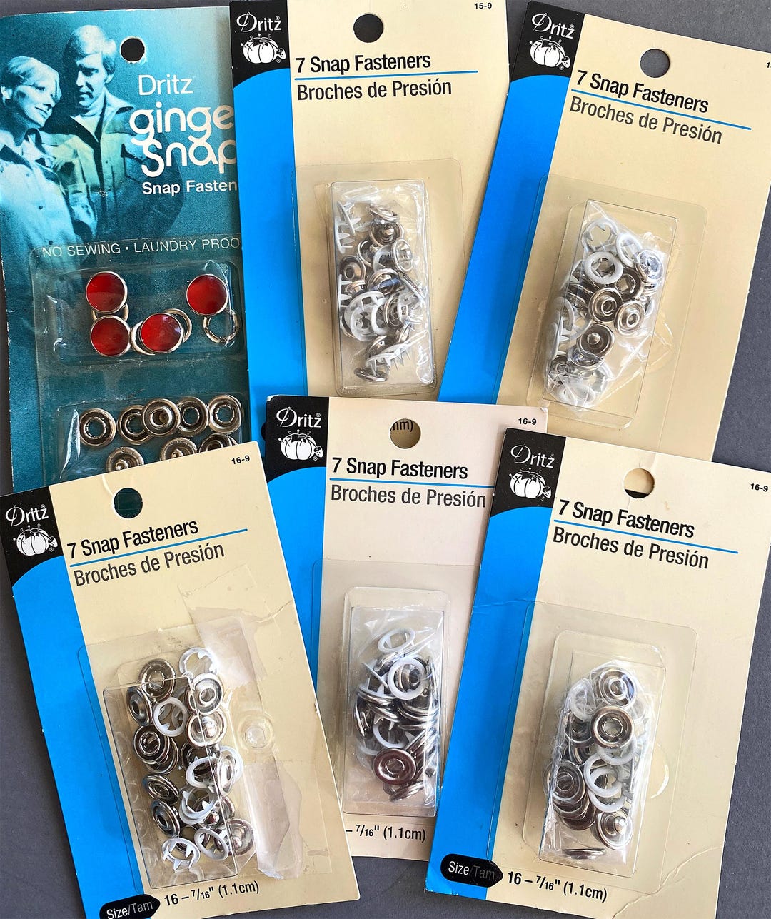 Dritz Lot of 6 Packs of Snap Fasteners ~ Hollow White Circles in 2 ...