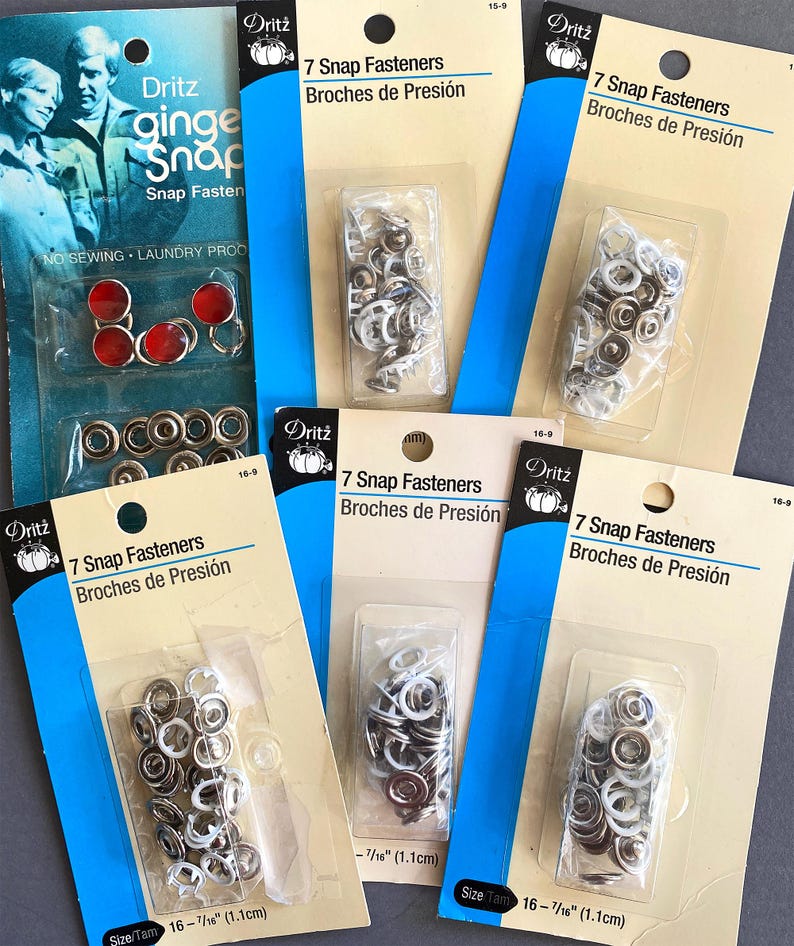 Dritz Lot of 6 Packs of Snap Fasteners ~ Hollow White Circles in 2 ...