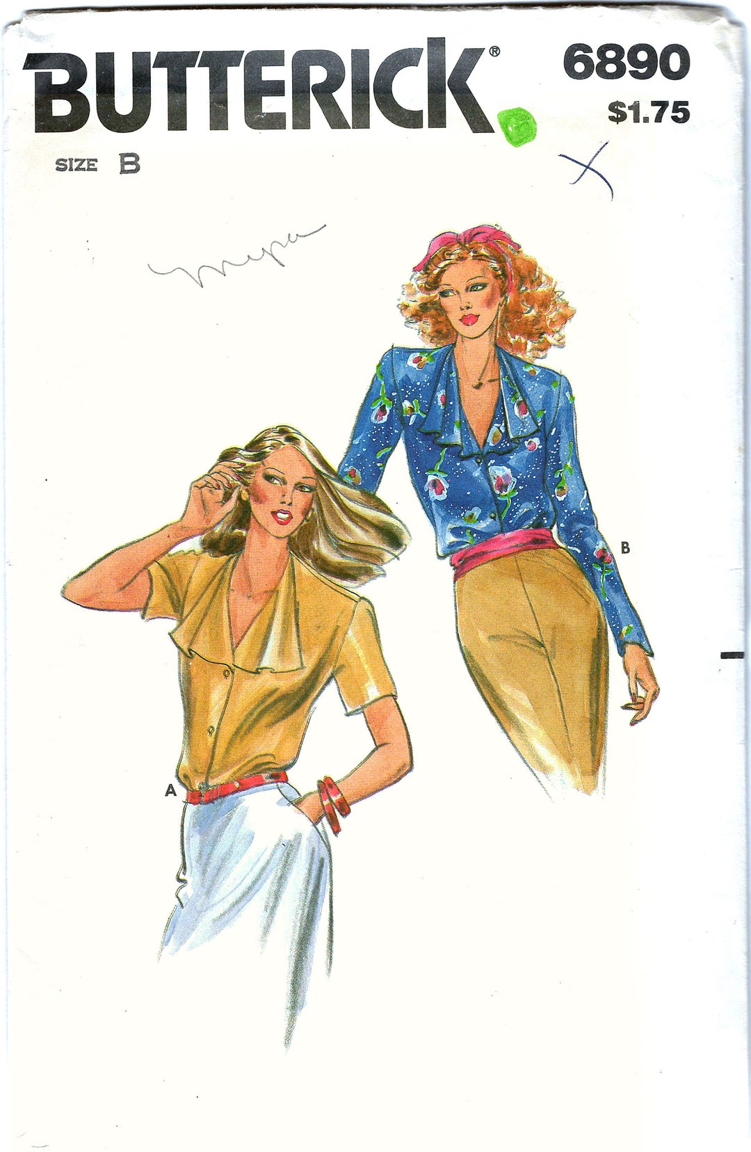 Butterick 6890 Long or Short Sleeve Blouse, Top With Flared, Draping ...
