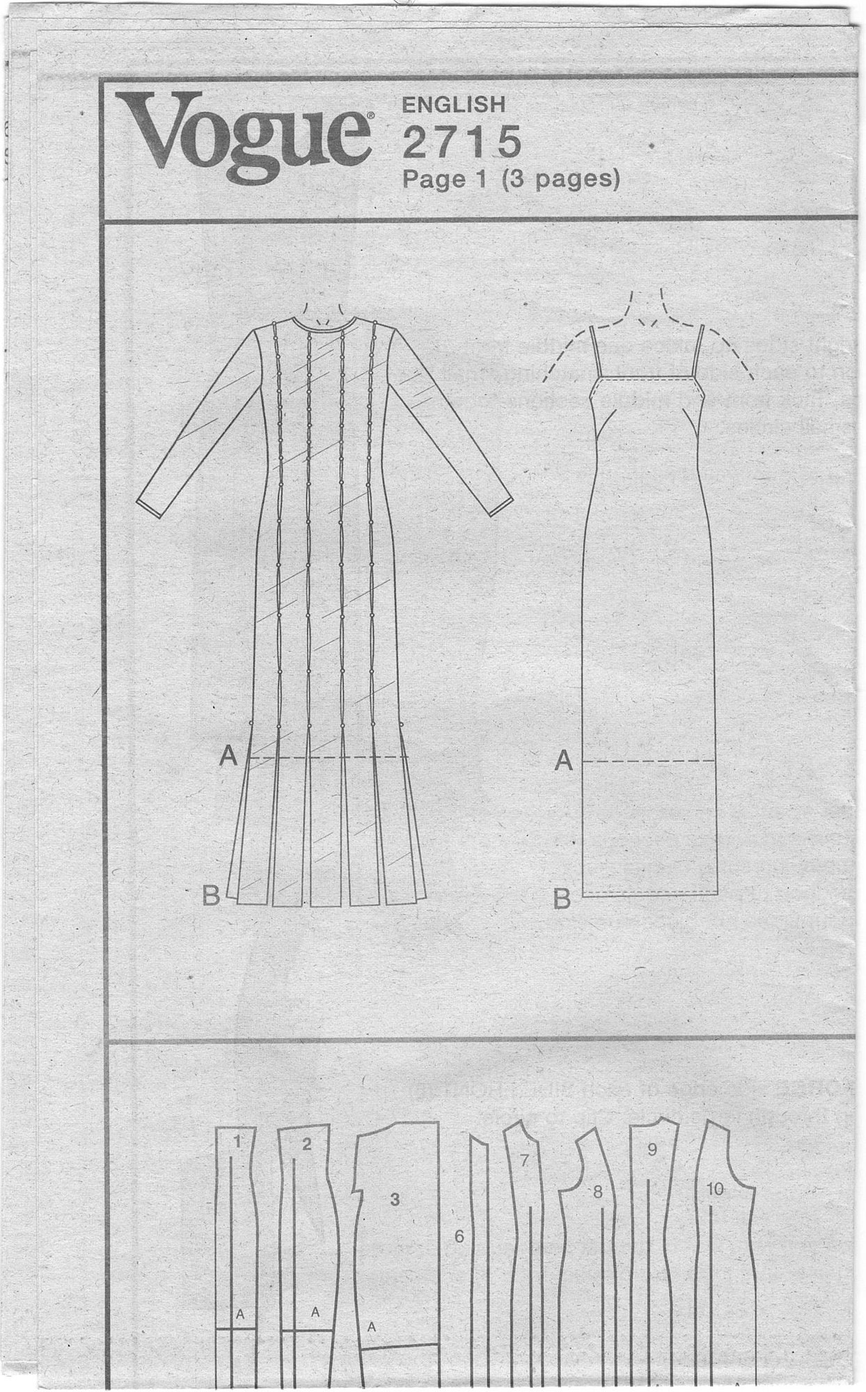 Vogue 2715 Designer Evening Dress and Overdress Pattern 18, 20, 22 Tom ...