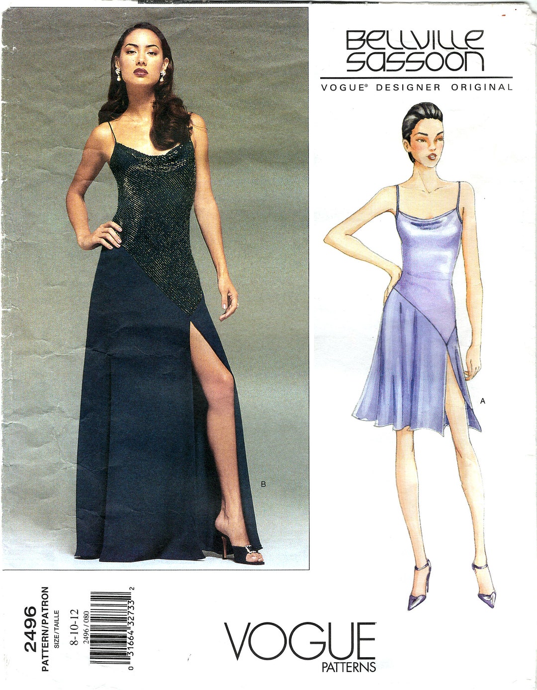 Vogue 2496 Bellville Sassoon Designer Dress Pattern, 8-10-12 Skinny ...