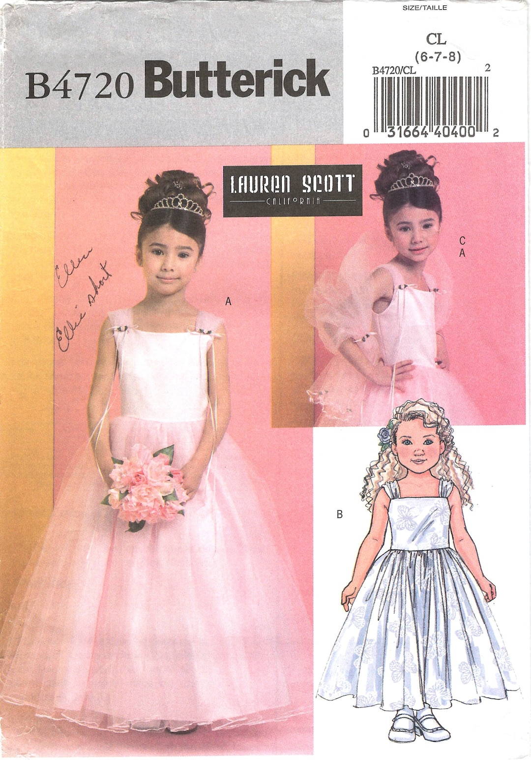 Butterick B4720 Little Girl's Special Occasion Dress ~ Flower Girl ...