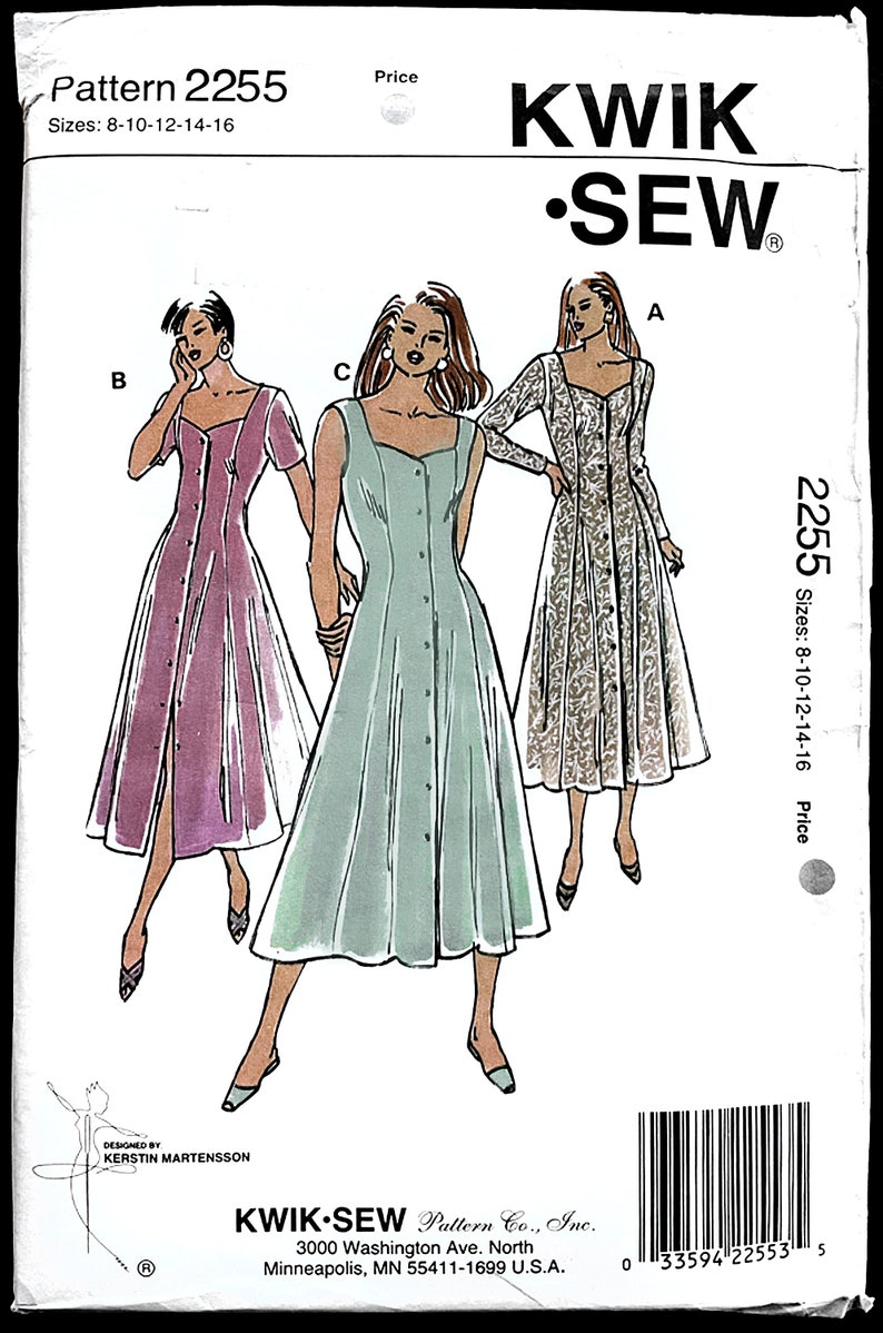 Kwik Sew 2255 Princess Seam, Button-front Dress With Sweetheart ...