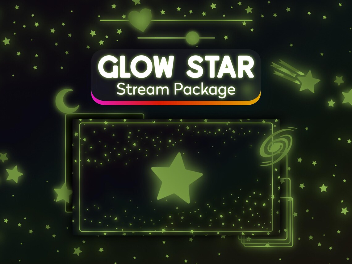 Glow Star Stream Package: Animated Overlays, Alerts, Borders, and Title ...