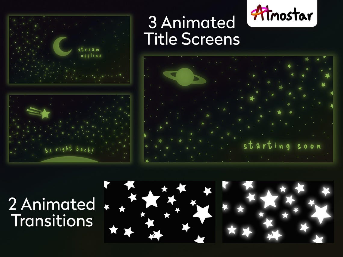 Glow Star Stream Package: Animated Overlays, Alerts, Borders, and Title ...