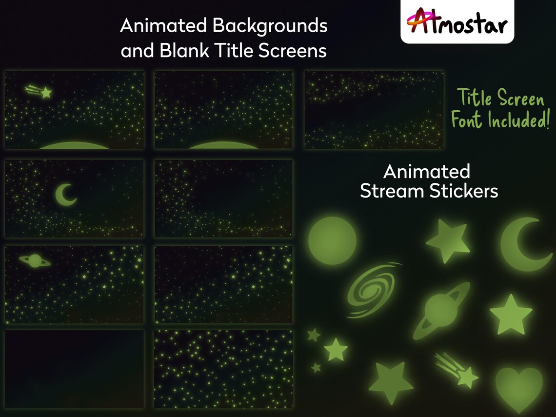 Glow Star Stream Package: Animated Overlays, Alerts, Borders, and Title ...