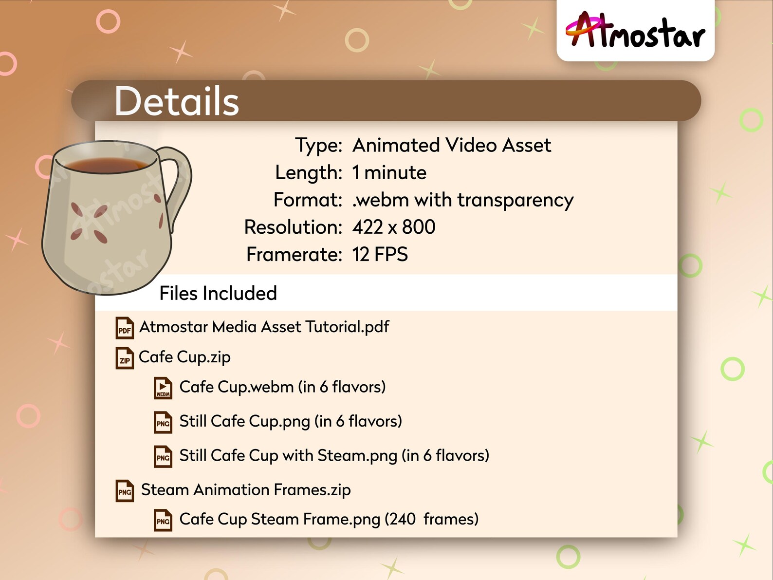 Animated Coffee Cup Stream Overlay - 6 Cozy Hot Drink Video Assets With ...