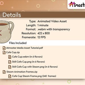 Animated Coffee Cup Stream Overlay - 6 Cozy Hot Drink Video Assets With ...