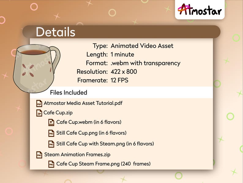 Animated Coffee Cup Stream Overlay - 6 Cozy Hot Drink Video Assets With ...