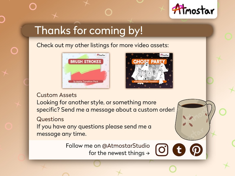 Animated Coffee Cup Stream Overlay 6 Cozy Hot Drink Video - Etsy