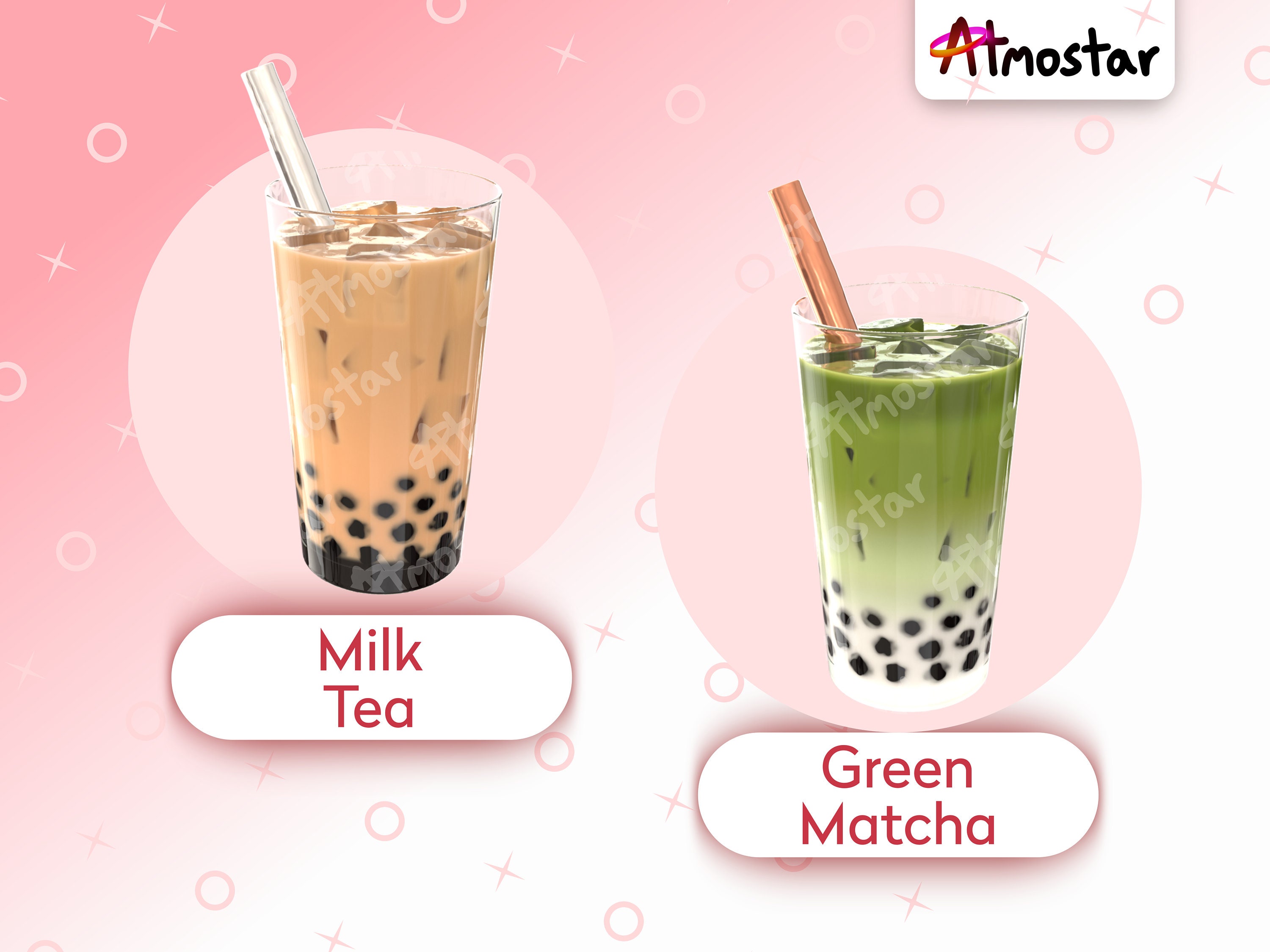 Boba Tea Cup Stream Overlay - 7 Cute Bubble Tea Video Assets With ...