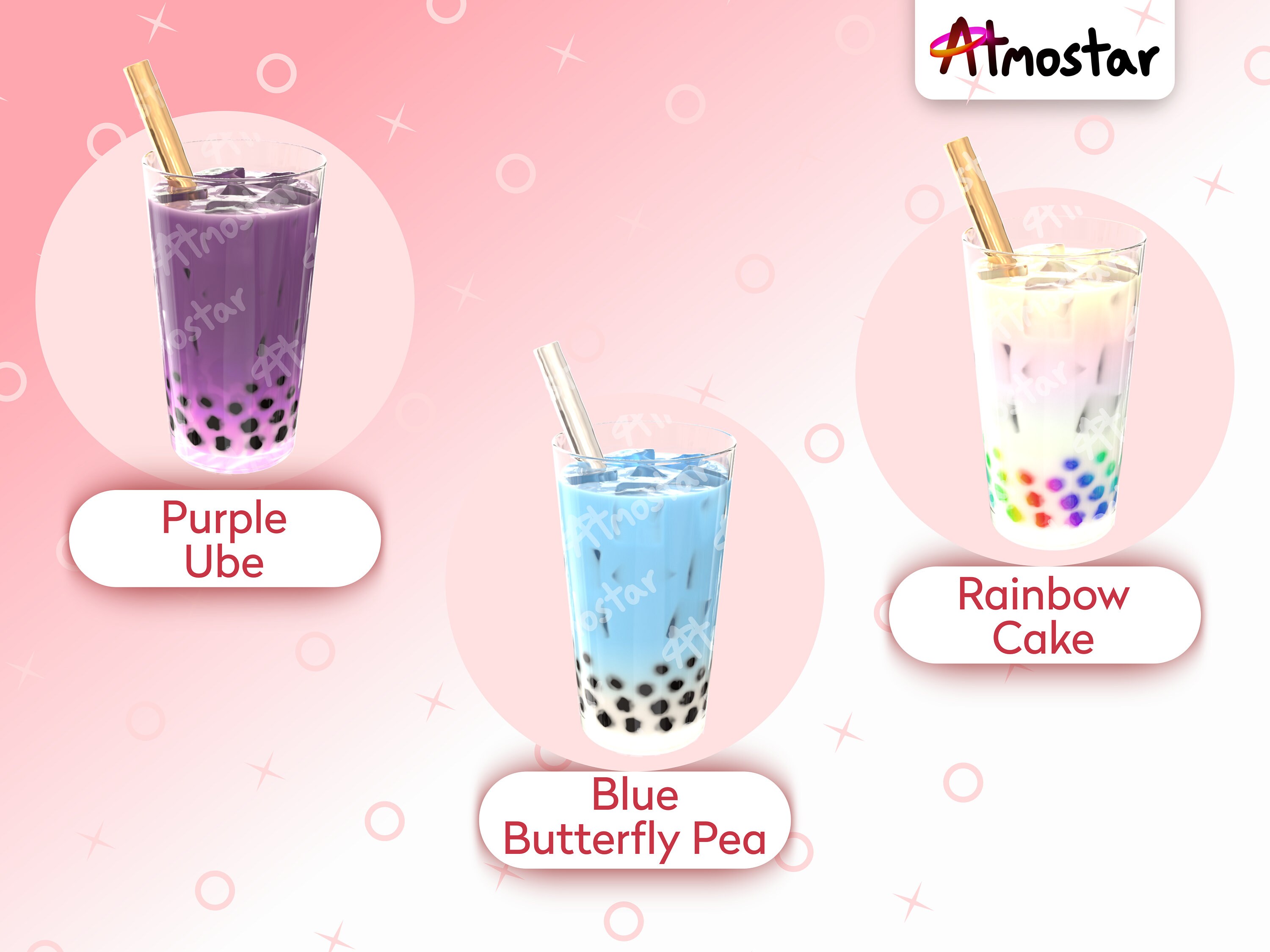Boba Tea Cup Stream Overlay - 7 Cute Bubble Tea Video Assets With ...