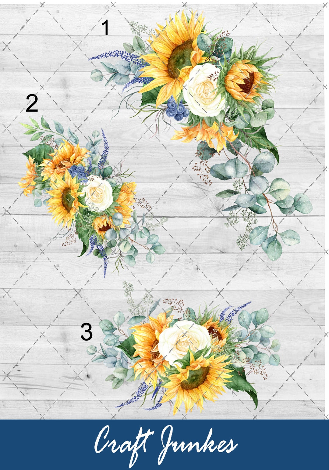 Sunflowers and Eucalyptus 2 Waterslide Sheet - Etsy