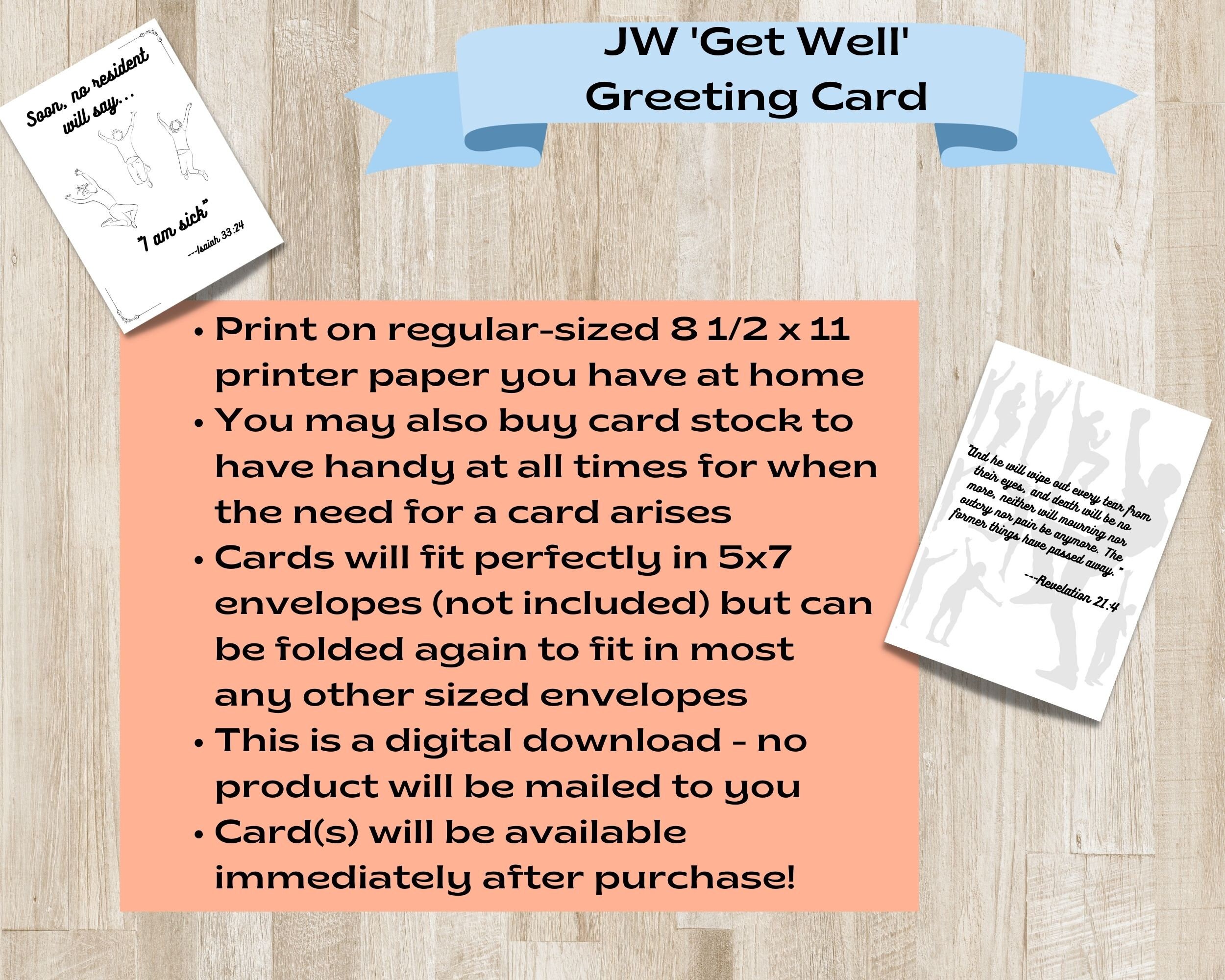 JW Get Well BLACK & WHITE Printable Greeting Card - Digital Download ...