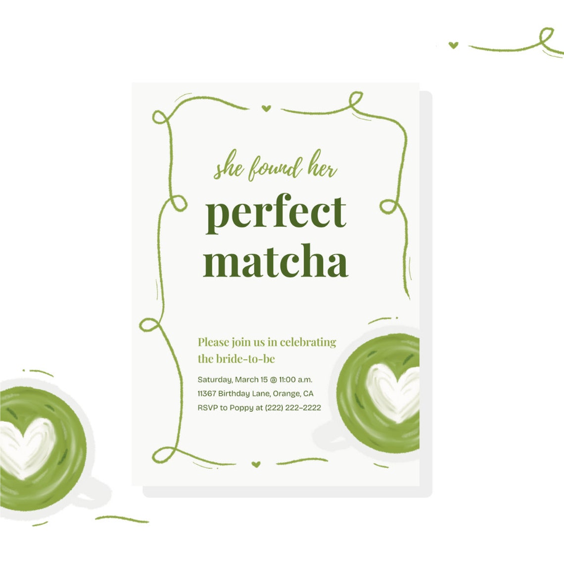 Printable Perfect Matcha Bridal Party Invite | Matcha | Bridal ...