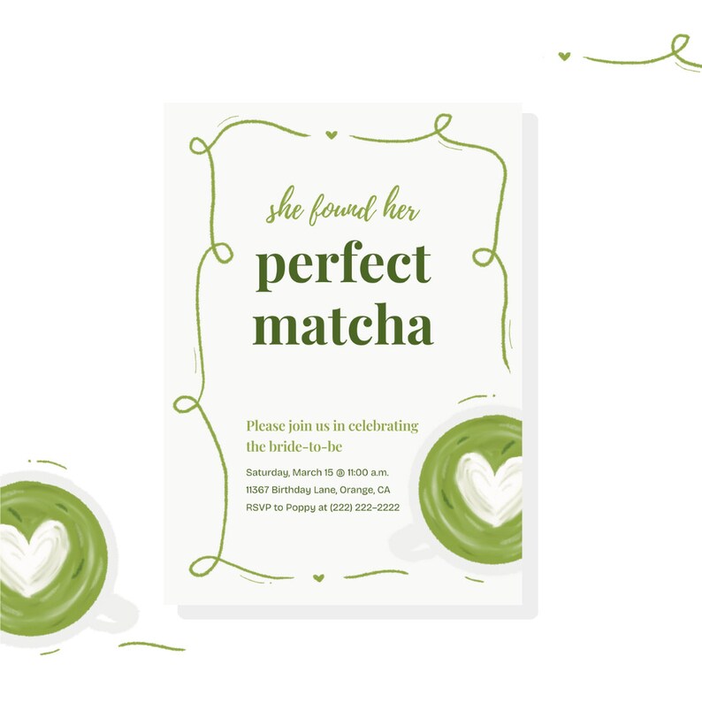 Printable Perfect Matcha Bridal Party Invite | Matcha | Bridal ...