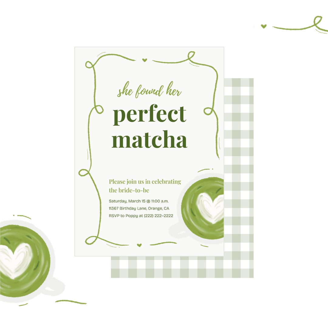 Printable Perfect Matcha Bridal Party Invite | Matcha | Bridal ...