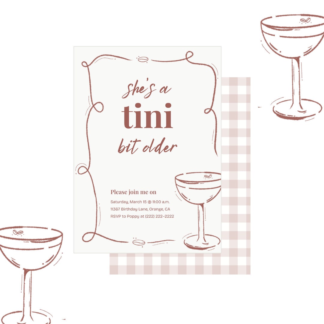 Printable Tini Bit Older Birthday Invite | Espresso Martini | Birthday ...