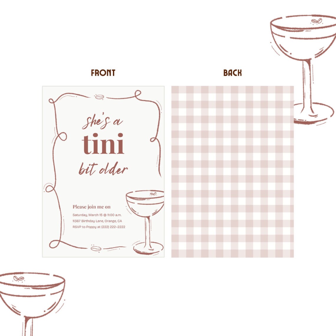 Printable Tini Bit Older Birthday Invite Espresso Martini Birthday ...