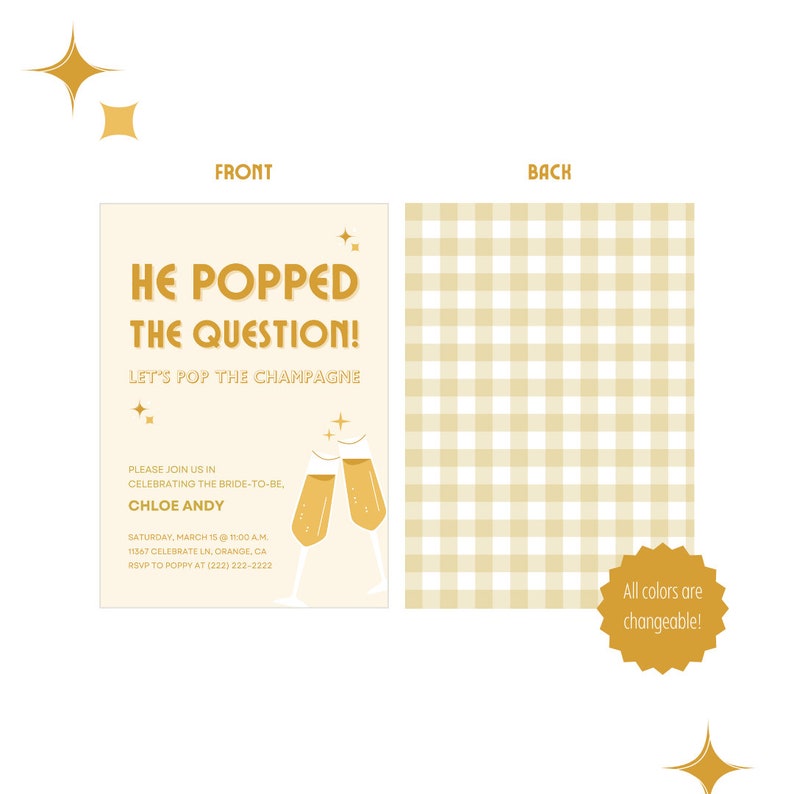 Printable He Popped the Question Invite | Hand-drawn Design | Bridal ...