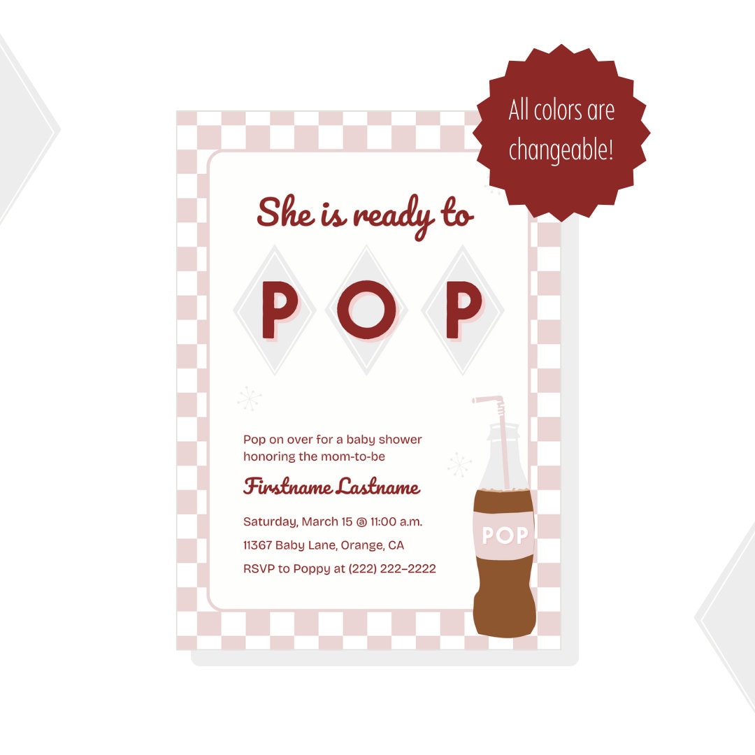 Printable Ready to Pop Baby Shower Invite | Hand-drawn Design | Soda ...