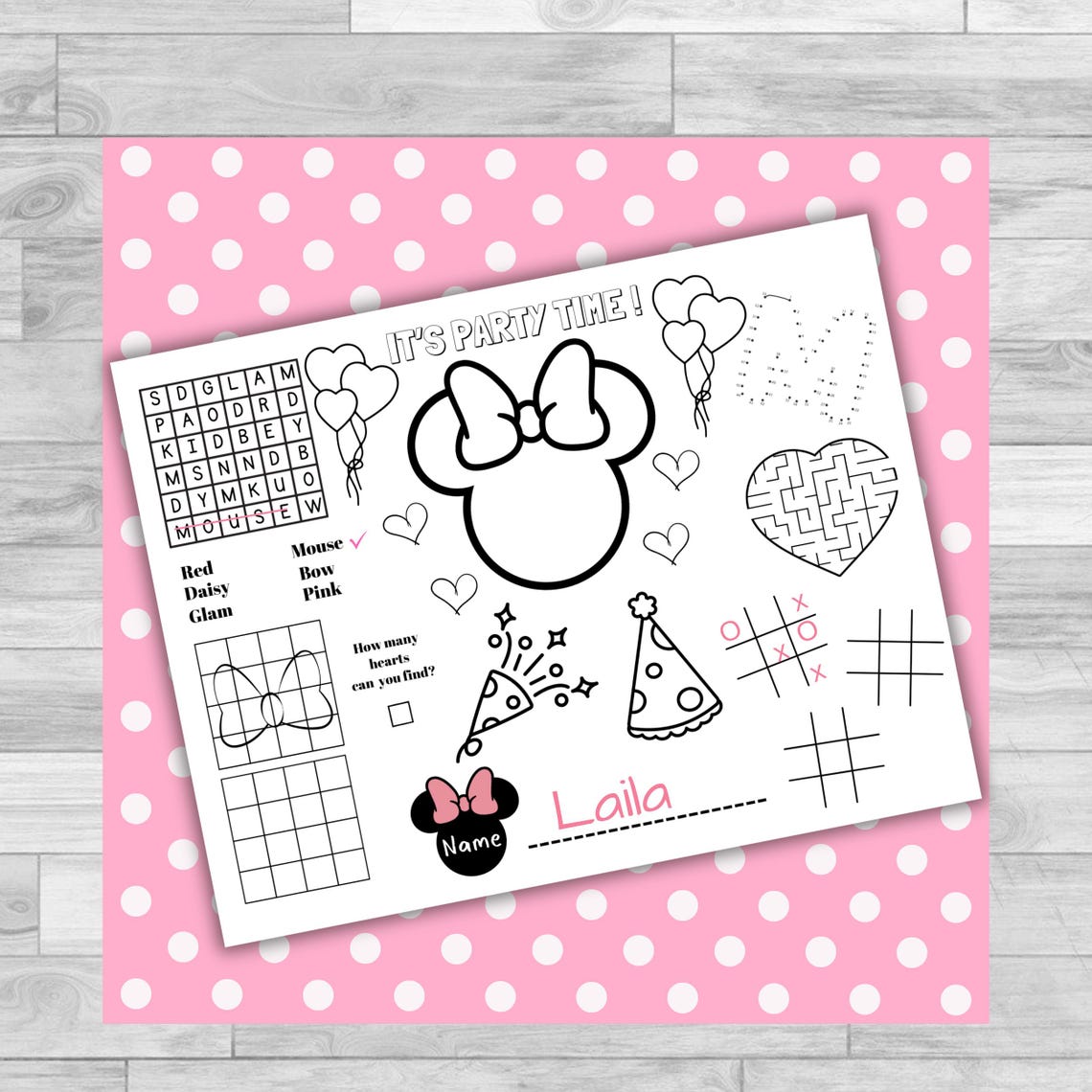 Mouse Activity Placemat, Mouse Activity Sheet, Birthday Party Activity ...