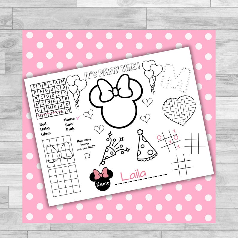 Mouse Activity Placemat, Mouse Activity Sheet, Birthday Party Activity ...
