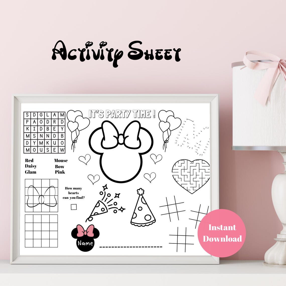 Mouse Activity Placemat, Mouse Activity Sheet, Birthday Party Activity ...