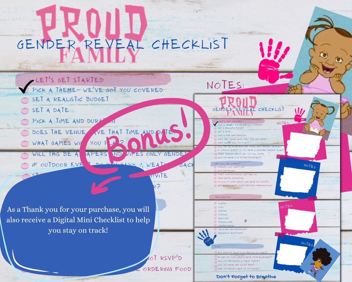 Bundle Proud Family Inspired Gender Reveal Baby Shower Digital Welcome ...