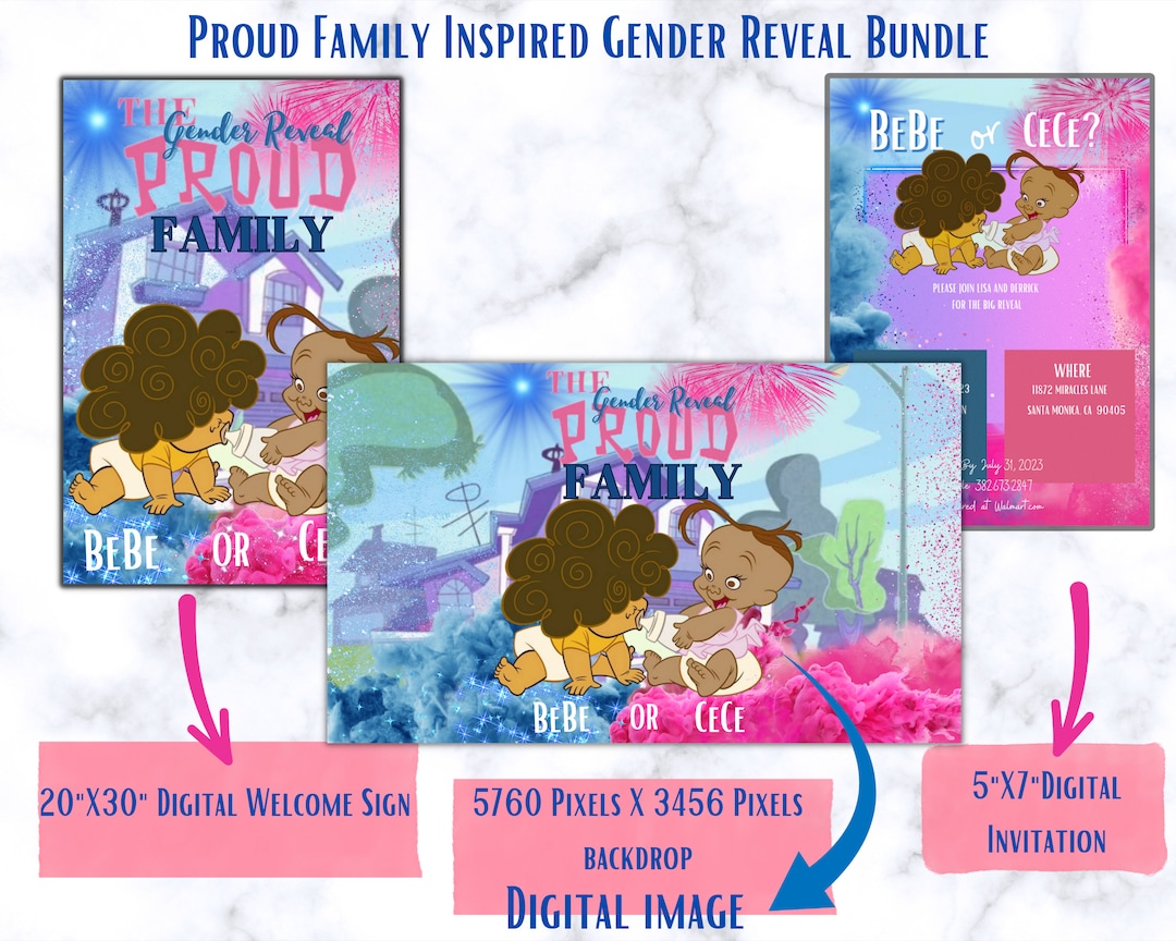 Bundle Proud Family Inspired Gender Reveal Baby Shower Digital Welcome ...