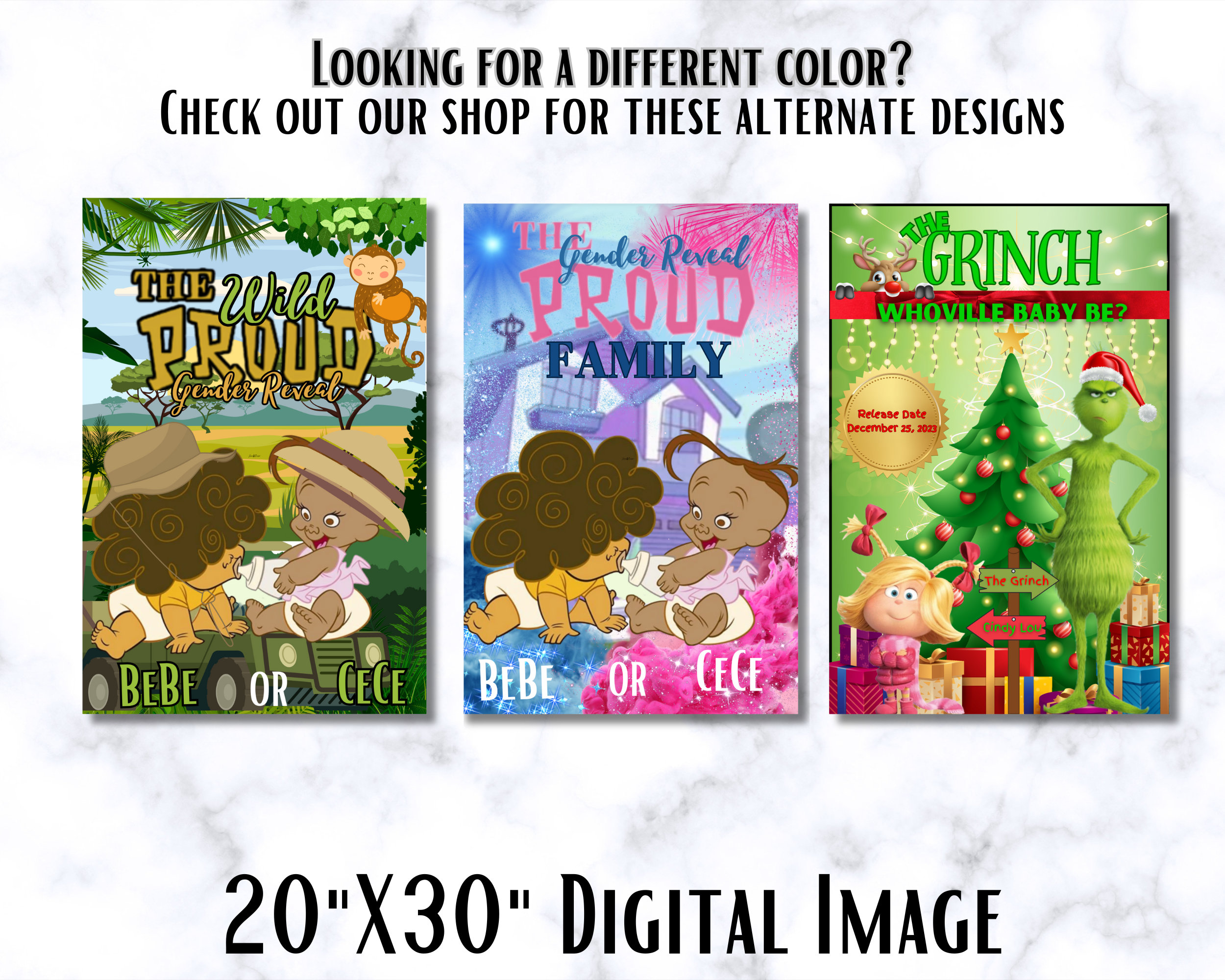 Proud Family Gender Reveal Bebe Cece Purple and Blue Baby Welcome Sign ...