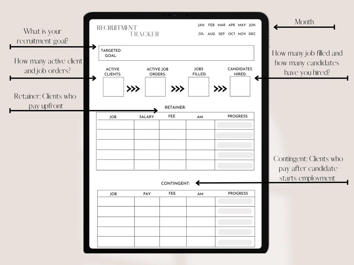 Recruitment Tracker Template | Talent Acquisition | Recruiter | Client ...