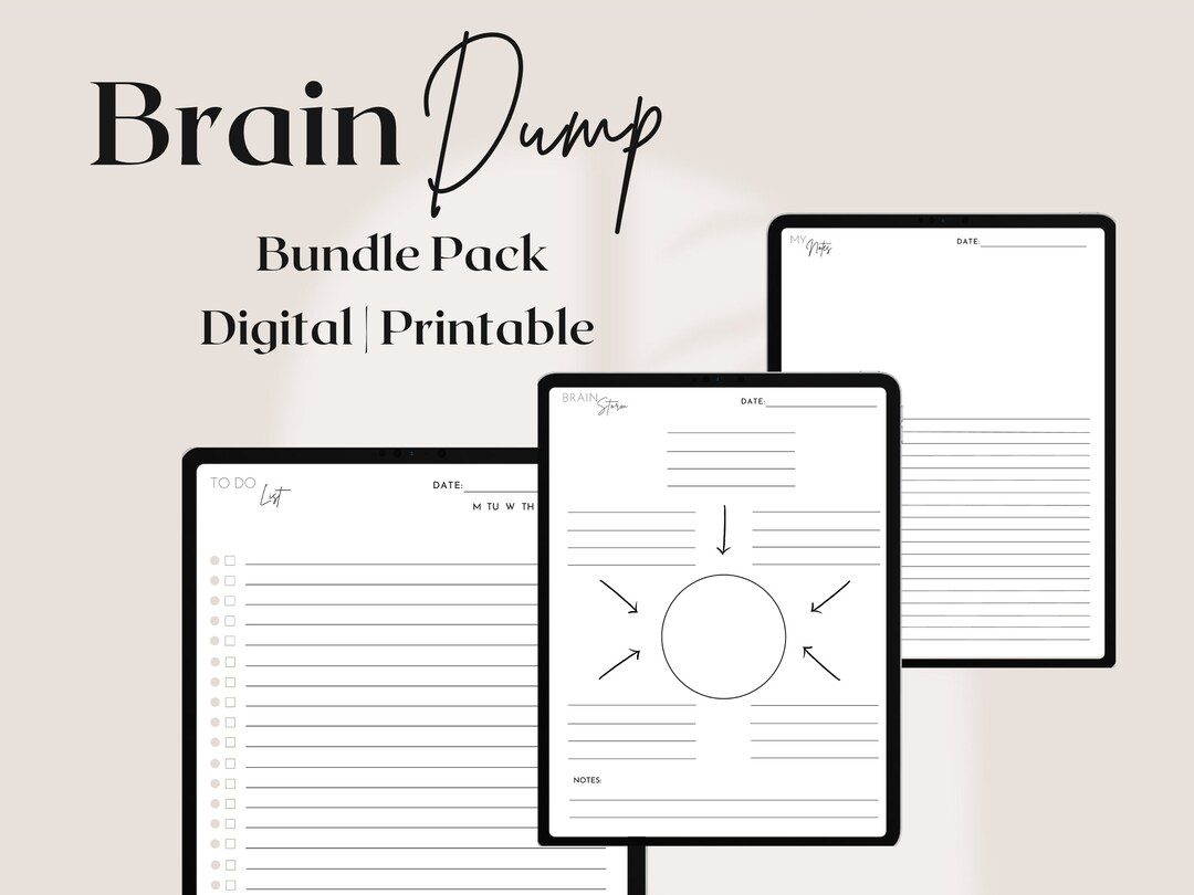 Brain Dump Template BUNDLE, to Do List Printable, Daily Notes Planner ...