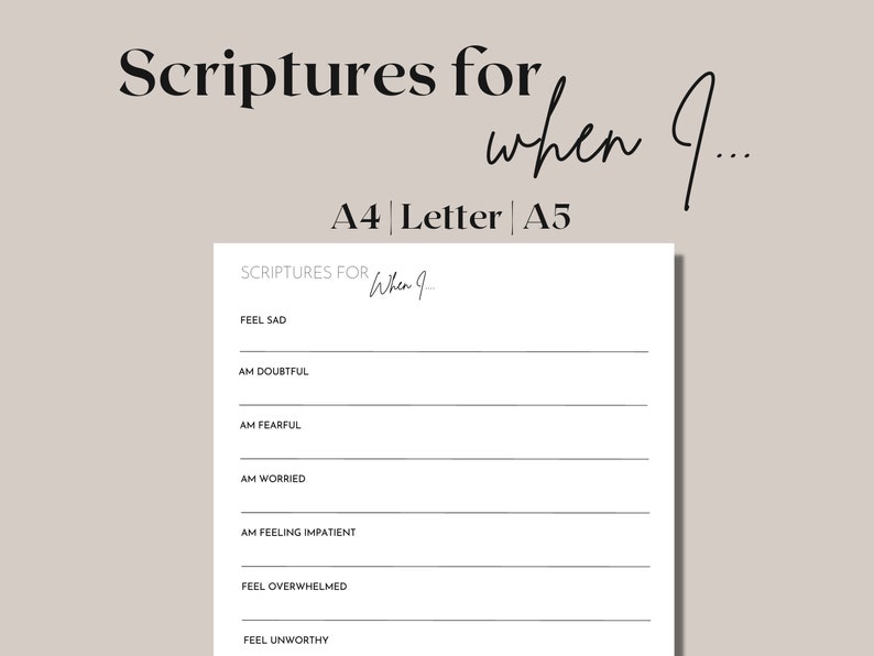 Scriptures for When I... Template | Devotional | Bible Study Template | Scripture Memorization ...