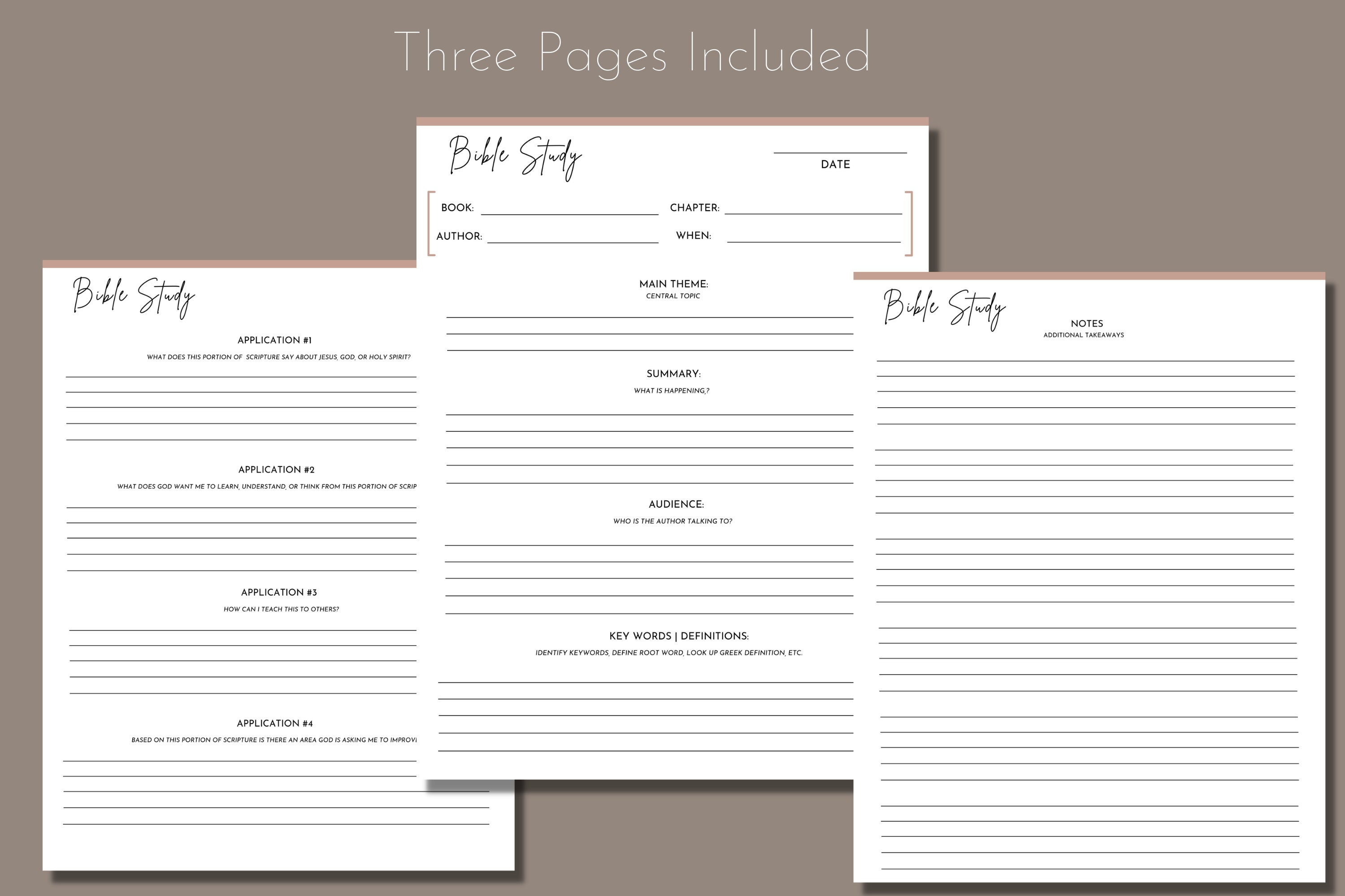 In Depth Bible Study Guide Template | Digital | Printable PDF ...