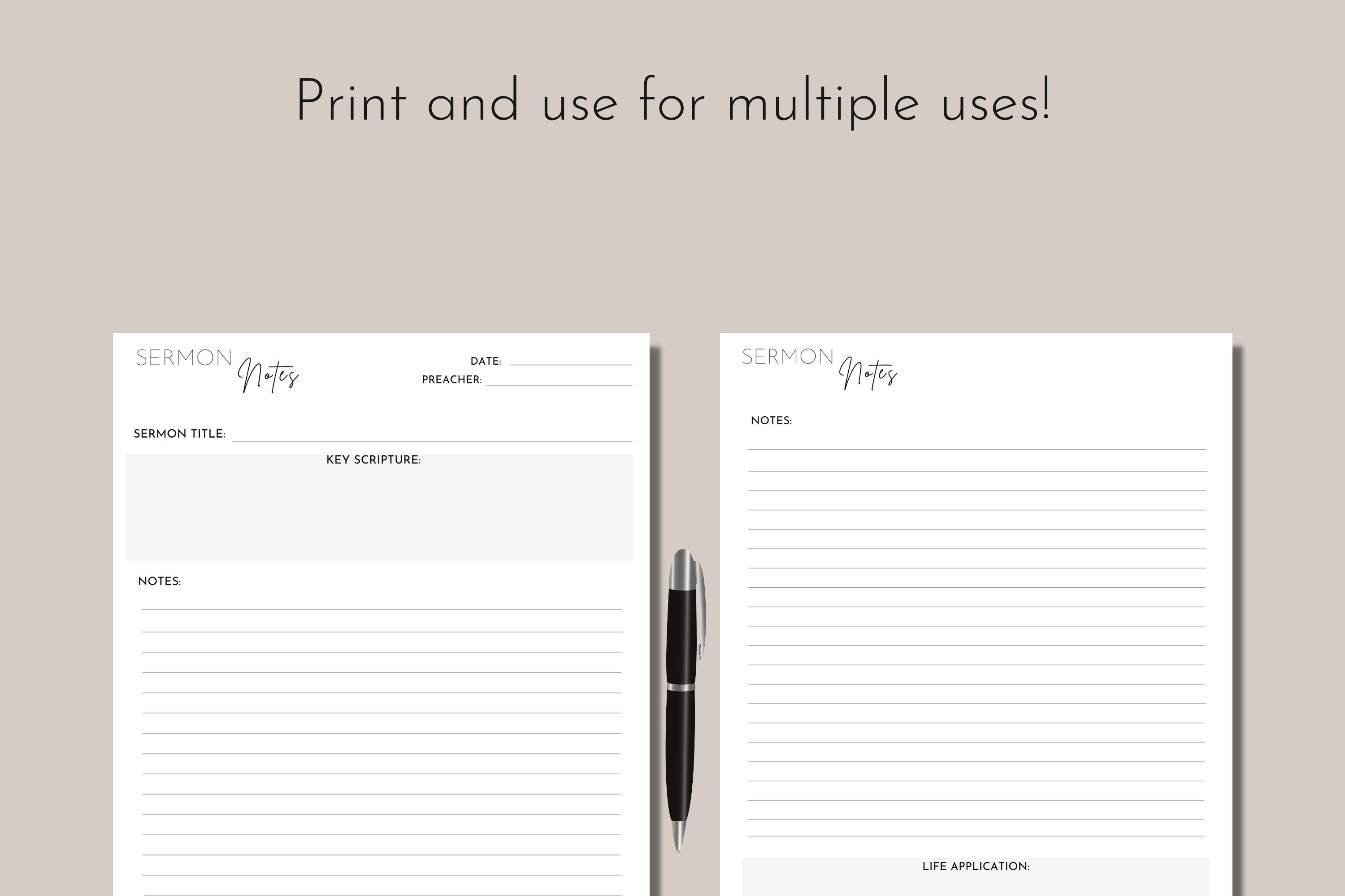 Sermon Notes | Digital | Downloadable | Printable | Supernote | Church ...