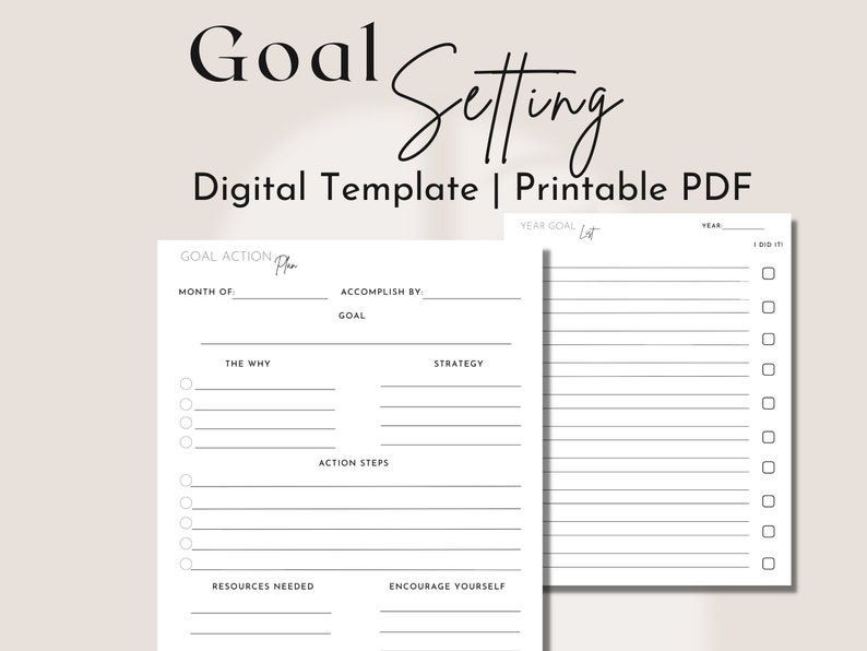 Goals | Goal Action Plan | Goal Worksheets | Printable | Digital | PDF ...